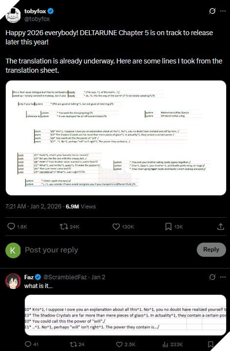 Toby Fox Chính Thức Đưa Ra Thông Báo Về Ngày Phát Hành Deltarune Chương 5